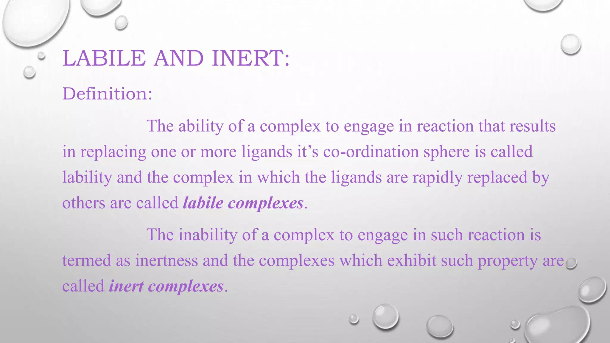 Labile & inert and substitution reactions in octahedral complexes | PPTX