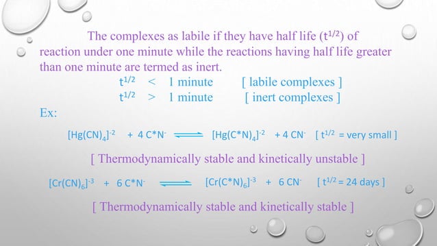 Labile & inert and substitution reactions in octahedral complexes | PPTX | Chemistry | Science