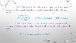 Labile & inert and substitution reactions in octahedral complexes | PPTX