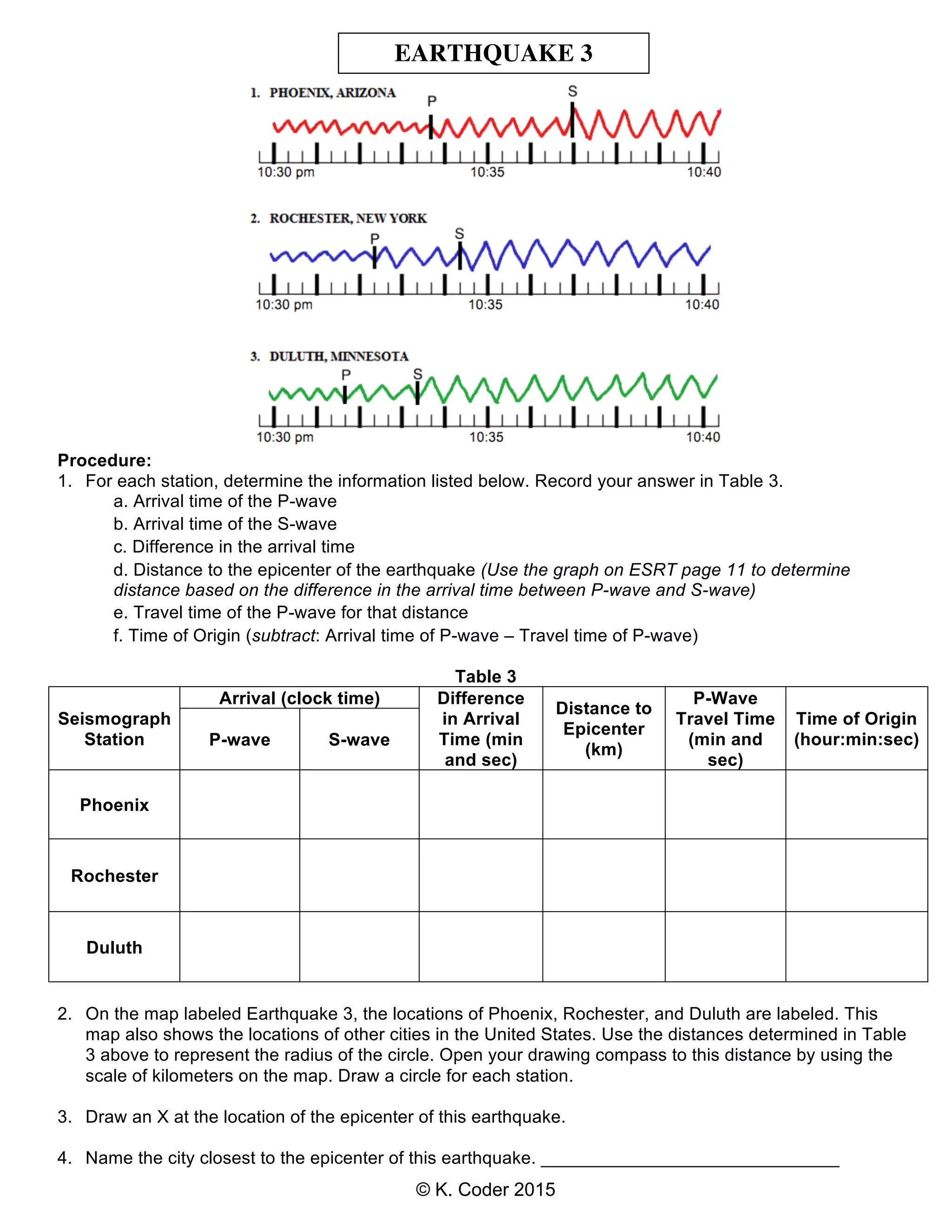 Lab locating epicenters | PDF