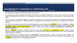 La blockchain - Cos'è un Algoritmo di Consenso | PPTX
