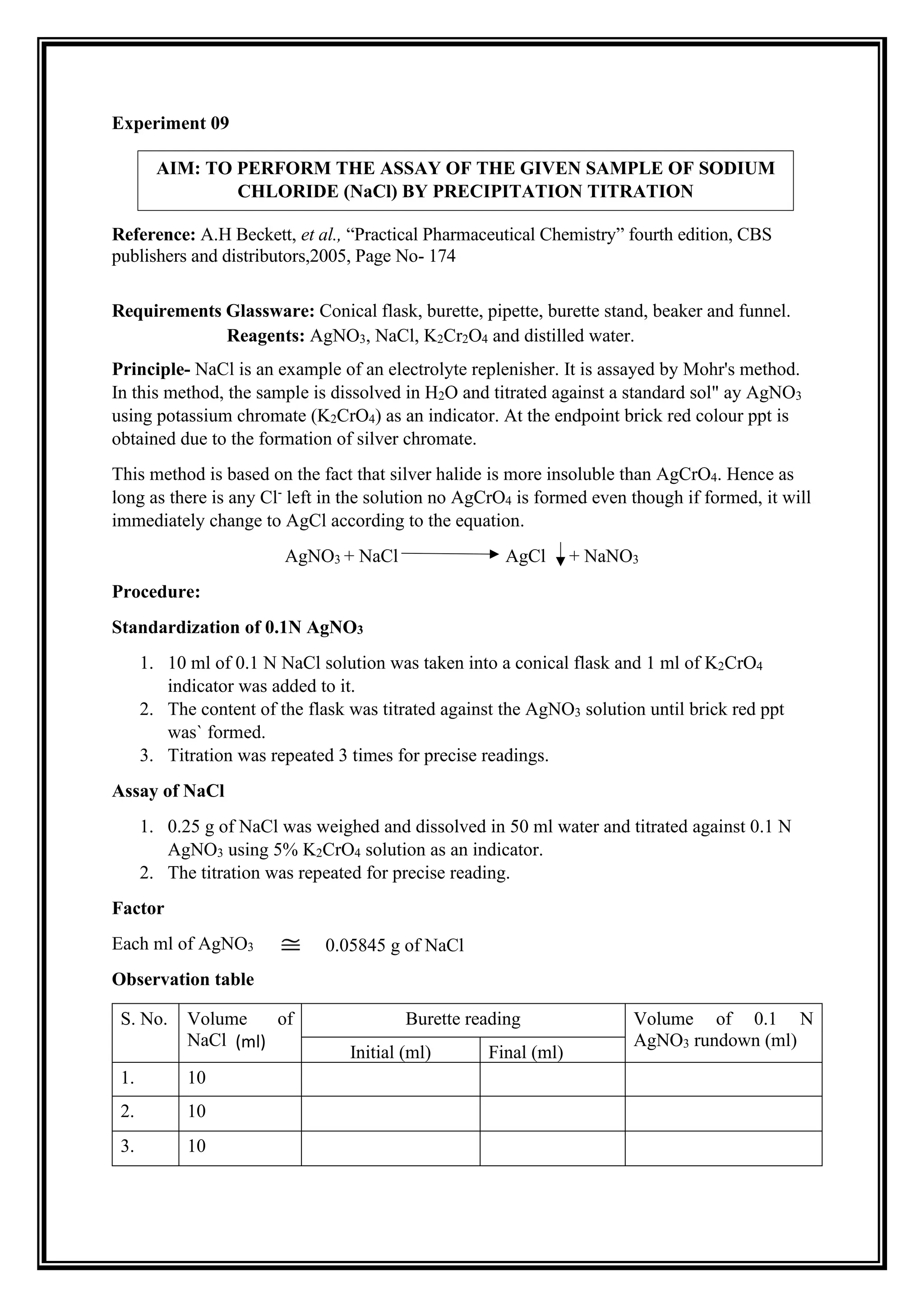 LAB MANUAL ANALYSIS Pharmaceutical Analysis BP 1ST SEMESTER | PDF
