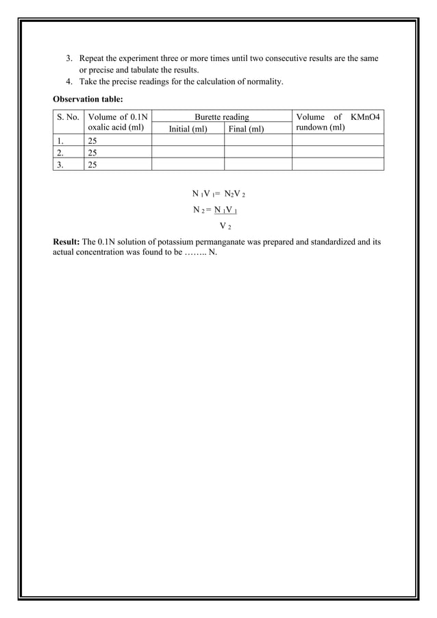 LAB MANUAL ANALYSIS Pharmaceutical Analysis BP 1ST SEMESTER | PDF ...