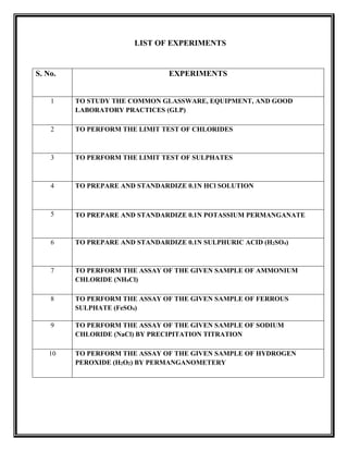 LAB MANUAL ANALYSIS Pharmaceutical Analysis BP 1ST SEMESTER | PDF