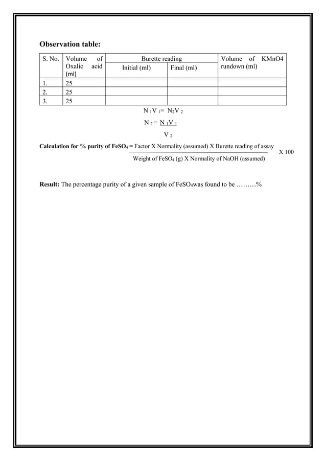 LAB MANUAL ANALYSIS Pharmaceutical Analysis BP 1ST SEMESTER | PDF ...