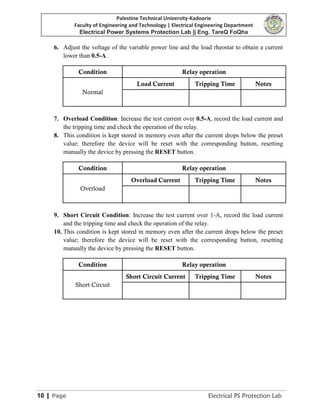 Electrical Power Systems Protection Lab in PTUK | PDF