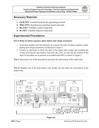 Electrical Power Systems Protection Lab in PTUK | PDF