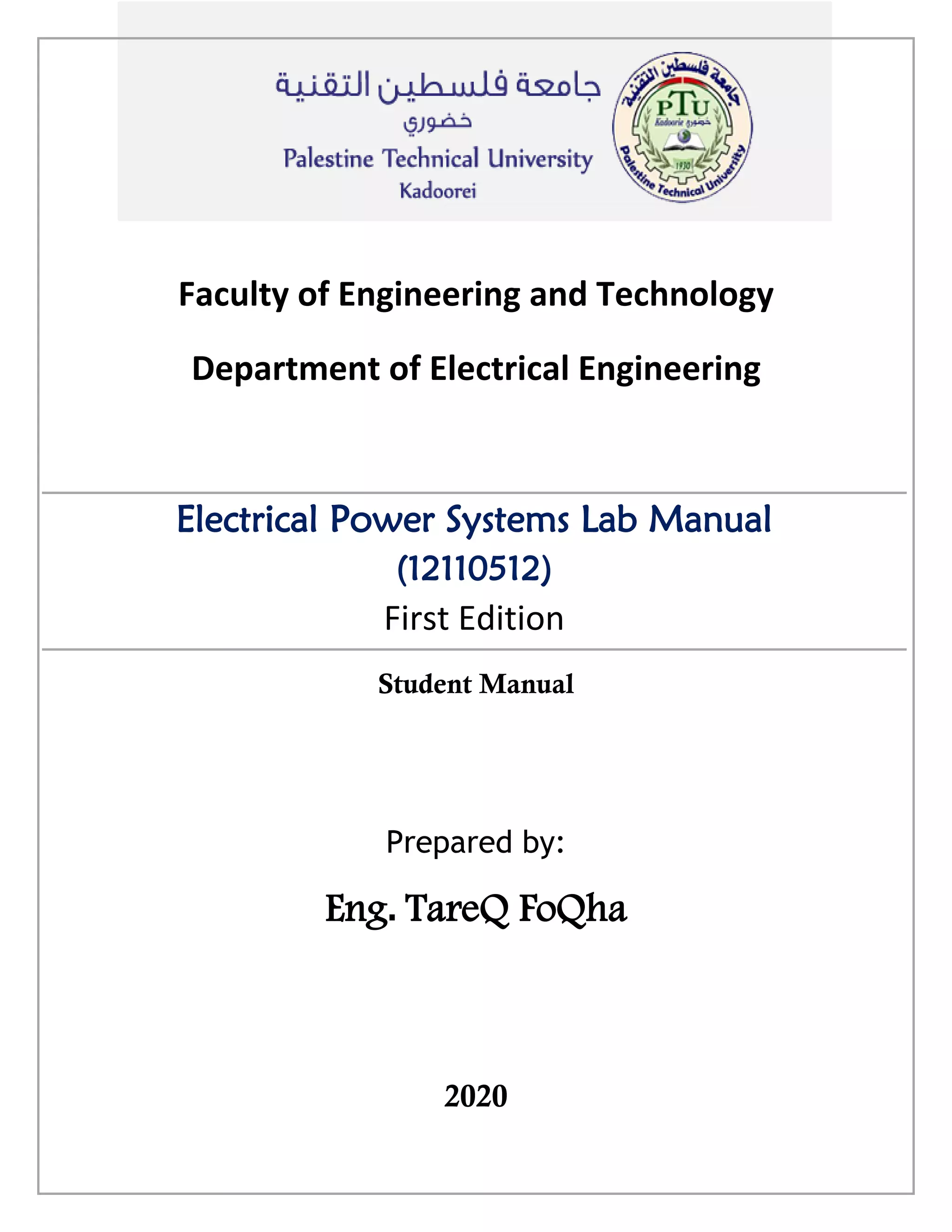 Electrical Power Systems Lab Manual in PTUK | PDF