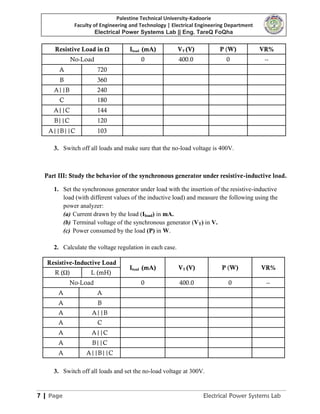 Electrical Power Systems Lab Manual in PTUK | PDF