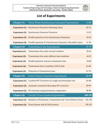 Electrical Power Systems Lab Manual in PTUK | PDF