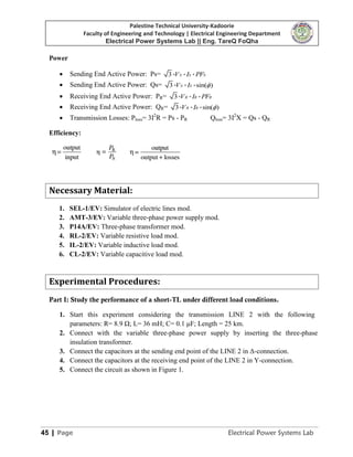 Electrical Power Systems Lab Manual in PTUK | PDF