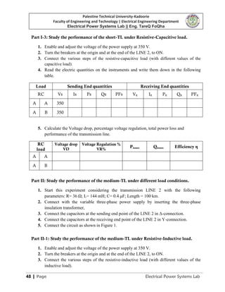 Electrical Power Systems Lab Manual in PTUK | PDF