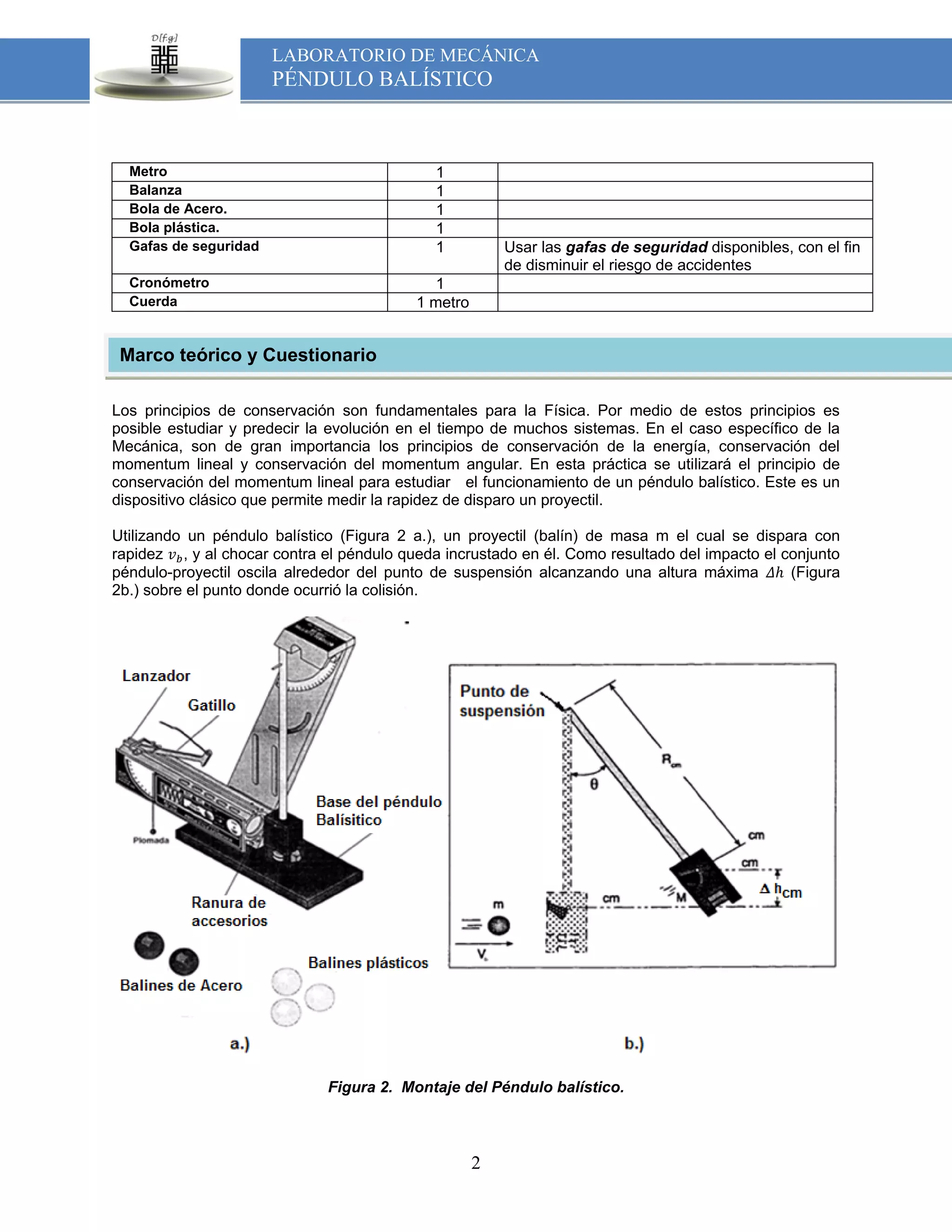 Laboratorio de fisica: pendulo balistico | PDF