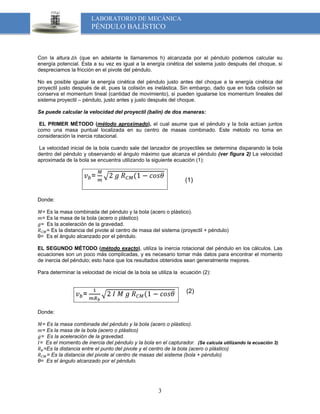 Laboratorio de fisica: pendulo balistico | PDF