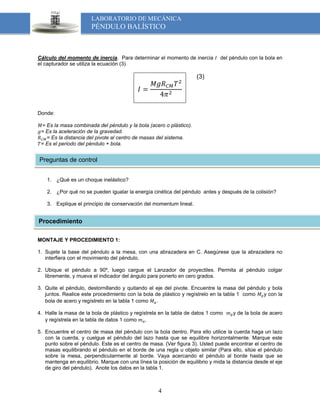 Laboratorio de fisica: pendulo balistico | PDF