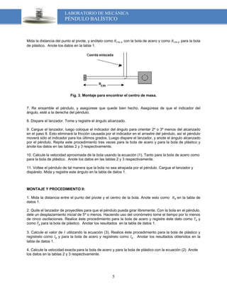 Laboratorio de fisica: pendulo balistico | PDF