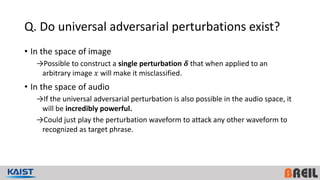 [Paper Review] Audio adversarial examples | PPTX | Digital Audio | Computer Software and ...