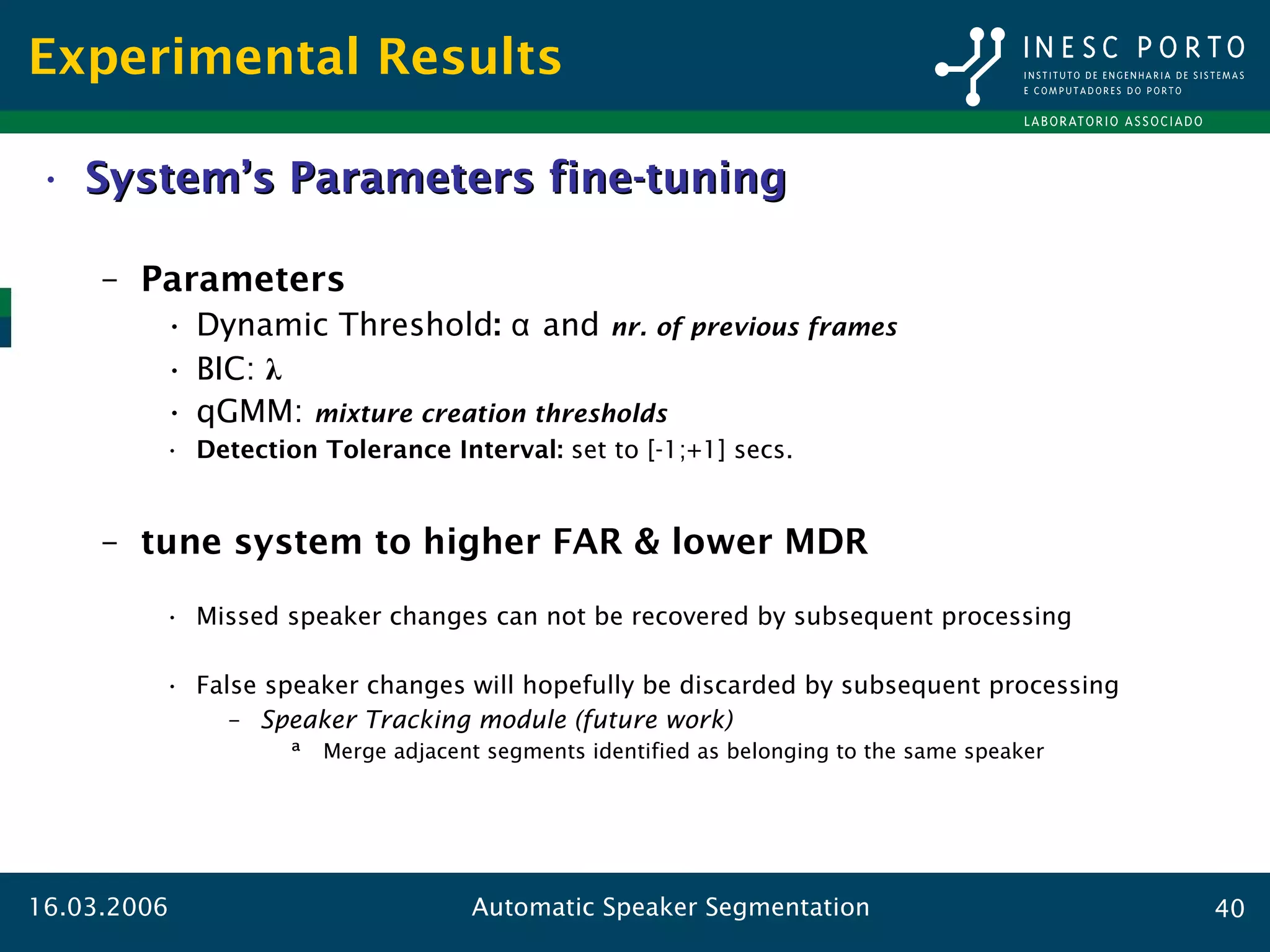 Speaker Segmentation (2006) | PPT