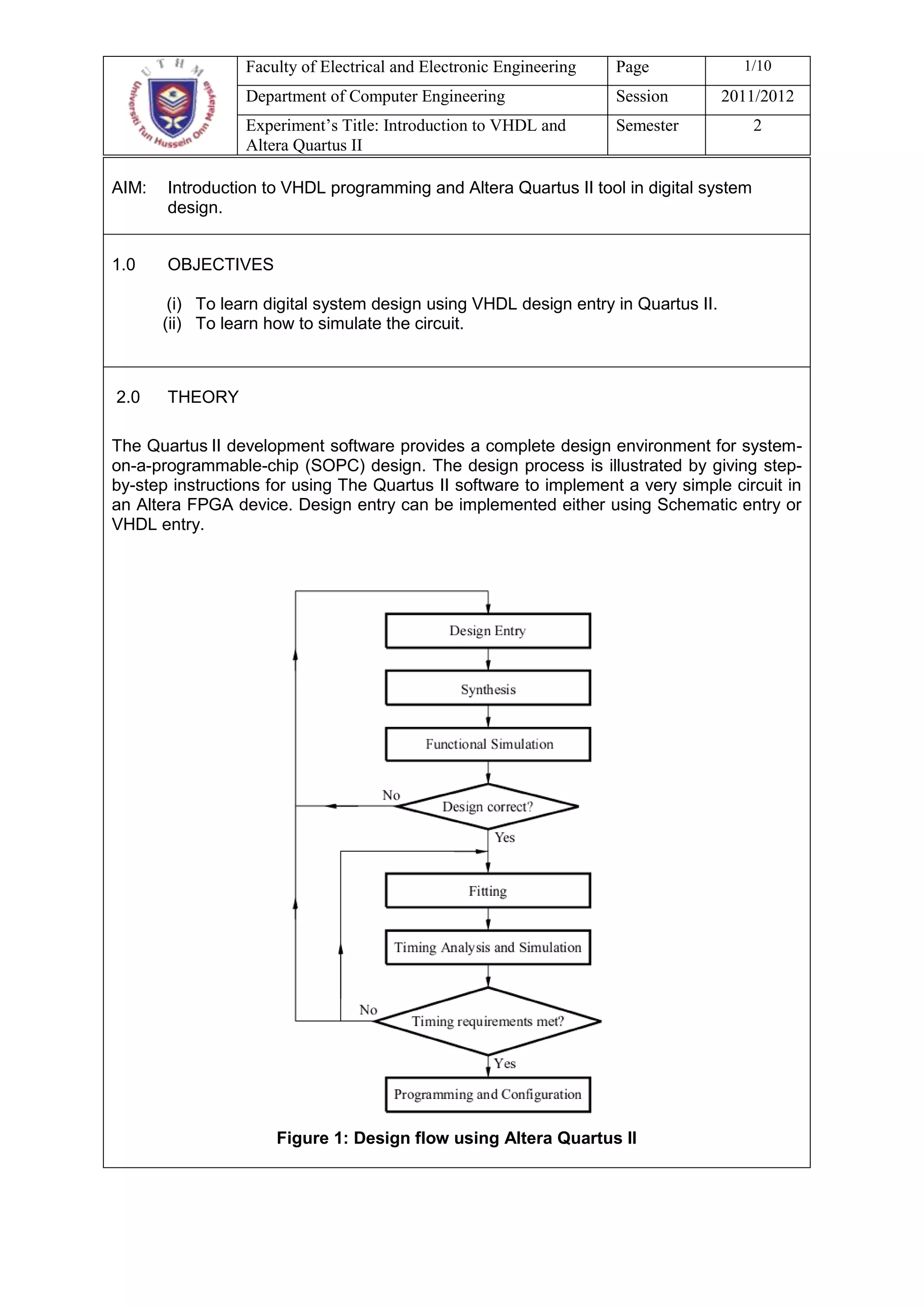 Introduction to VHDL and Altera Quartus II | PDF