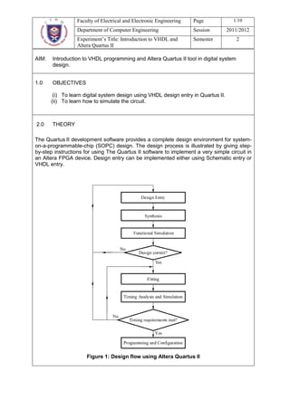 Introduction to VHDL and Altera Quartus II | PDF