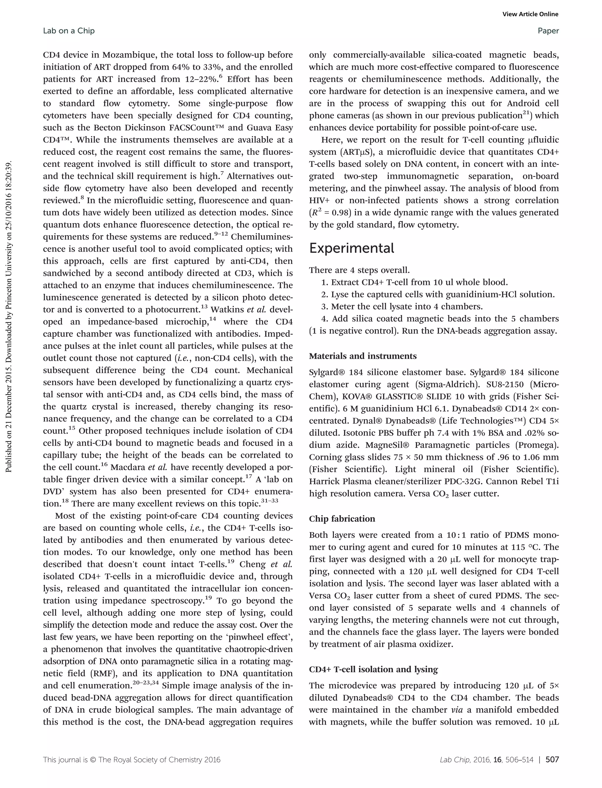 Lab on a chip 2016 qian liu | PDF | Infectious Diseases | Diseases and Conditions