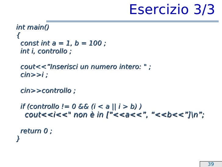 Laboratorio Programmazione: Operatori logici