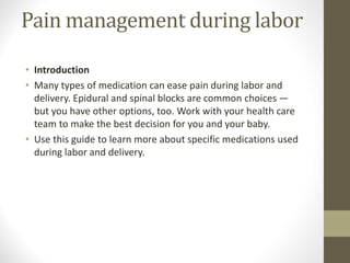 Labor ,physiology ,mechanism, pathway ,pain management during labour | PDF