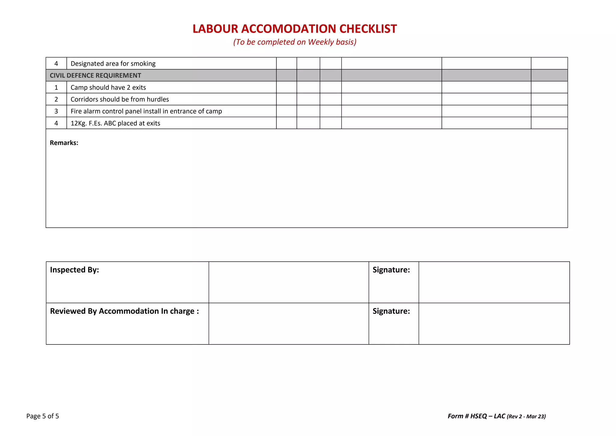LABOR ACCOMMODATION CHECKLIST Form # HSEQ - LAC Rev 2.docx