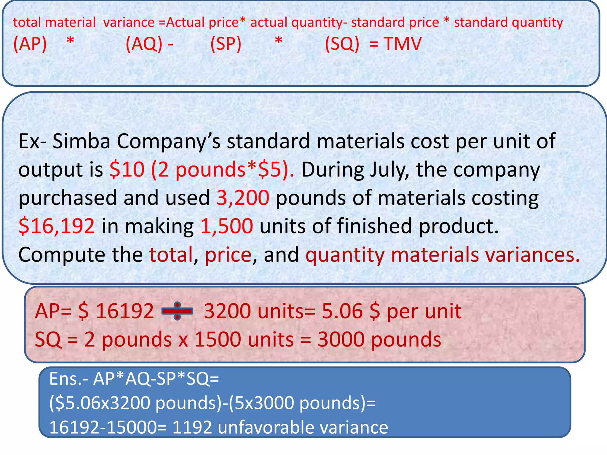 Labor and material variances | PPT