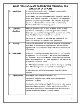 Labor Problems, Their Prevention and Settlement | DOCX