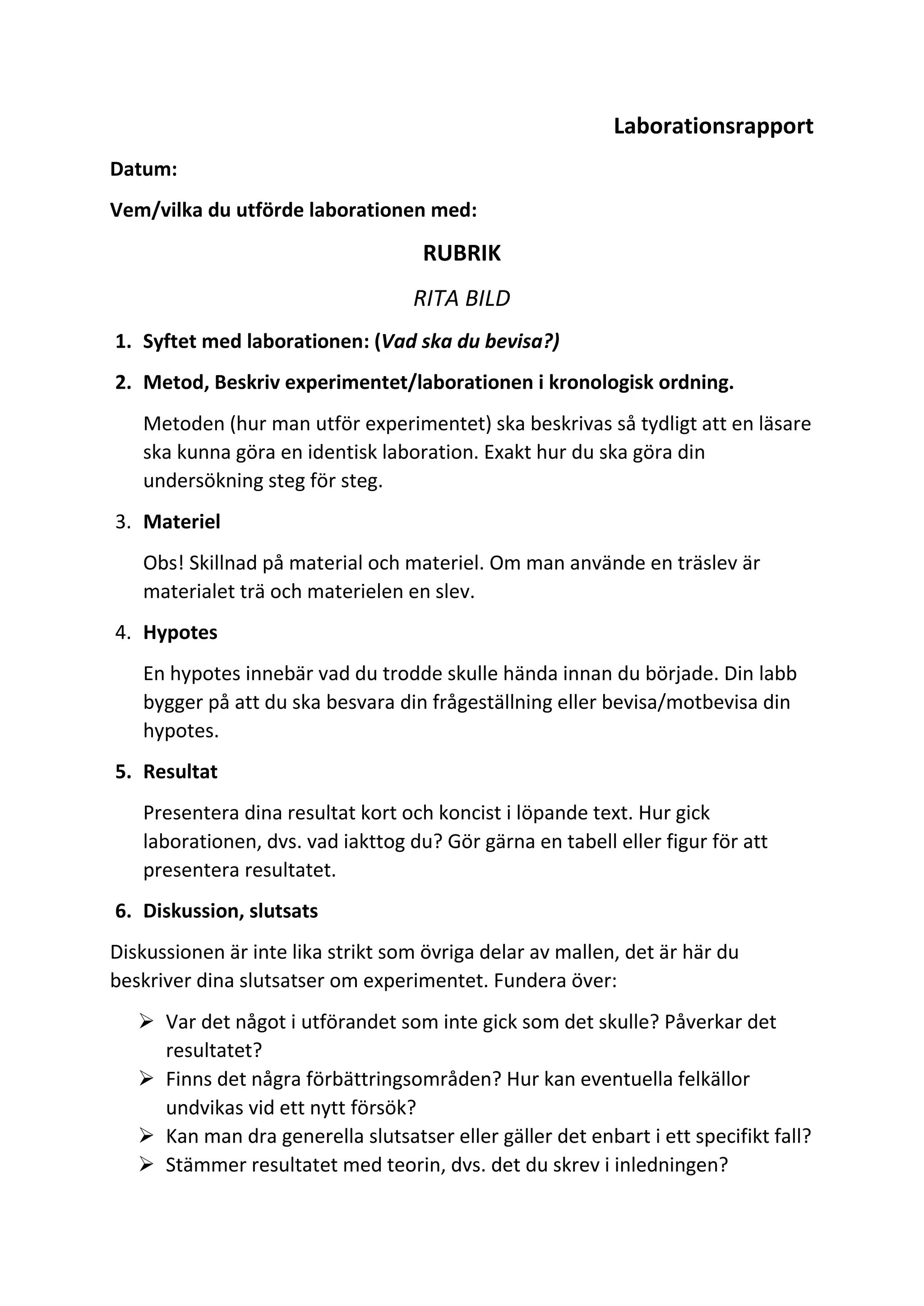 Laboration - mellanstadiet | PDF