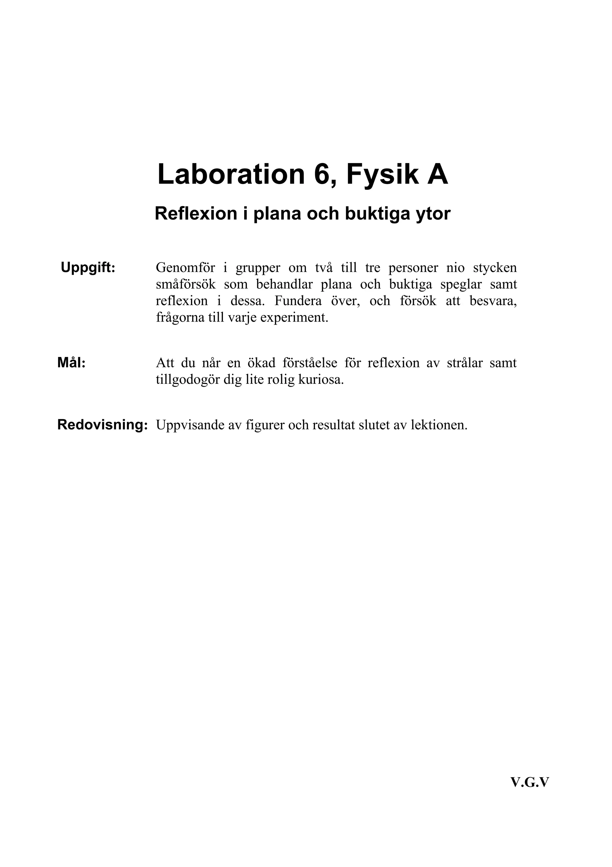 Laboration 6 Fysik A | PDF