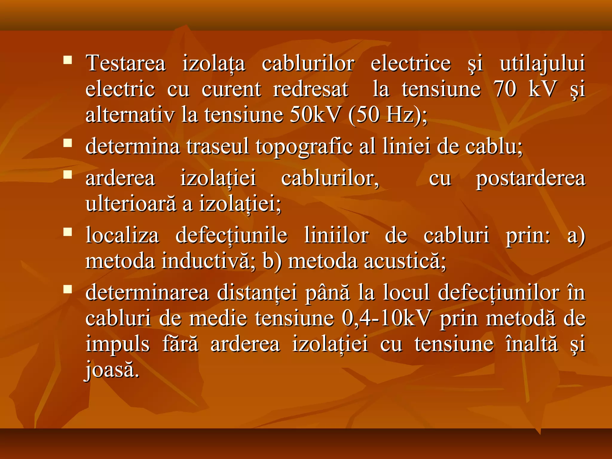 Laborator electrotehnic mobil pe cabluri | PPT