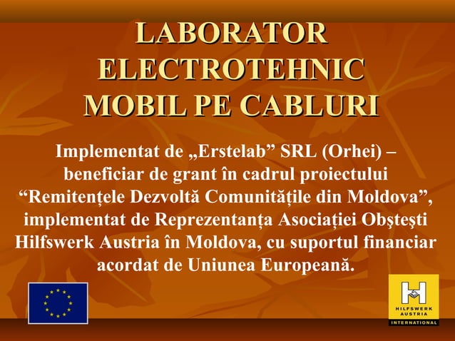 Laborator electrotehnic mobil pe cabluri | PPT