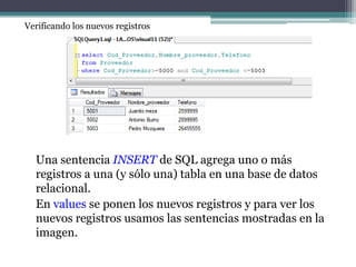 Laboratorio 5 Uso de insert,delete,update | PPTX