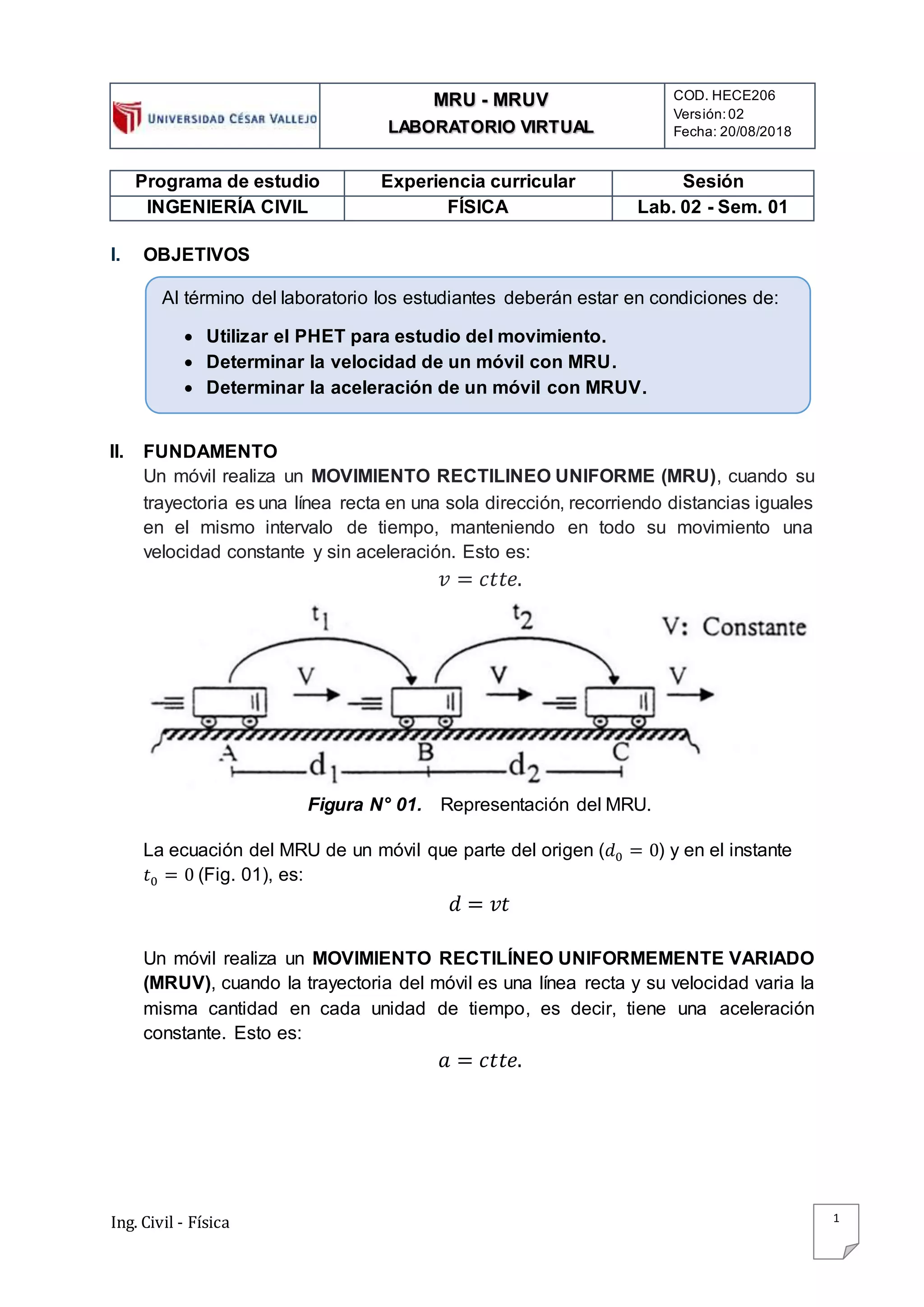 MRU-MOVIMIENTO RECTILINEO UNIFORME | PDF