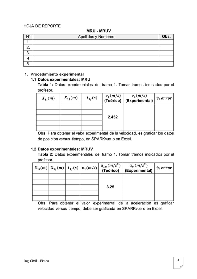 MRU-MOVIMIENTO RECTILINEO UNIFORME | PDF