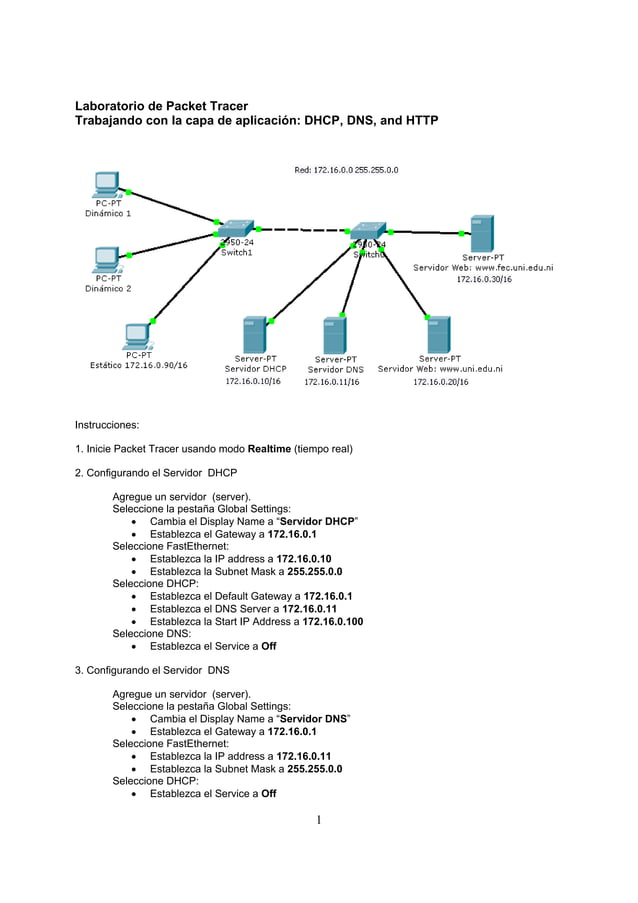 Laboratorio packet tracer dhcp-dns-http Laboratorio packet tracer dhcp-dns-http