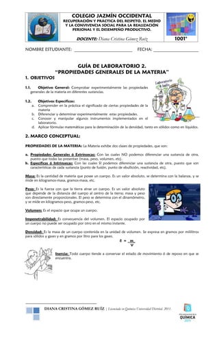 Laboratorio propiedades de la materia. | PDF