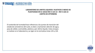 LABORATORIOS DE SUELOS, ESPECIALIZACION GEOTECNIA AMBIENTAL | PPTX