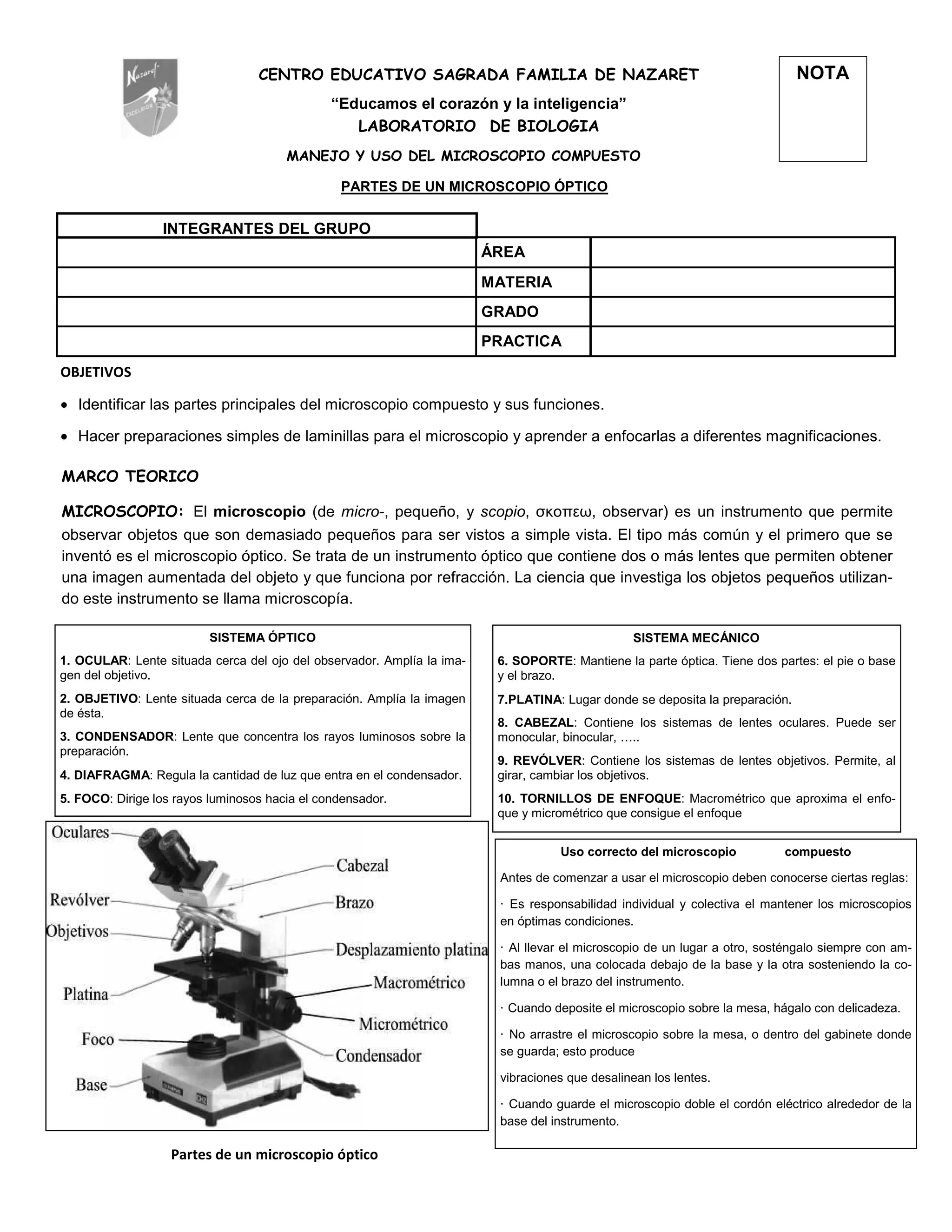 Laboratorio uso de microscopio | PDF
