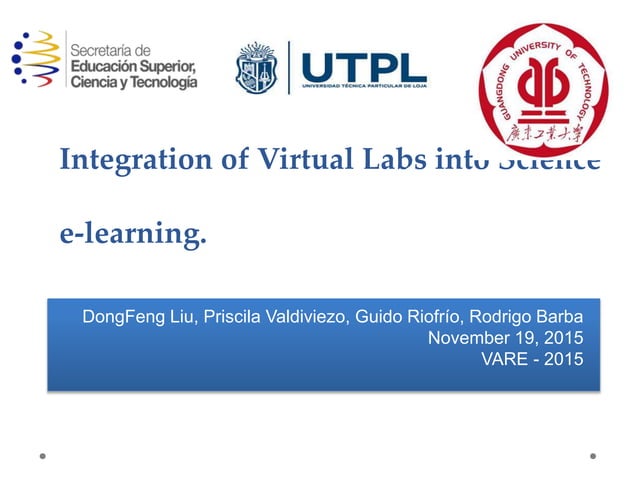 Integration of Virtual Labs into science e-learning. | PPTX | 3-D ...
