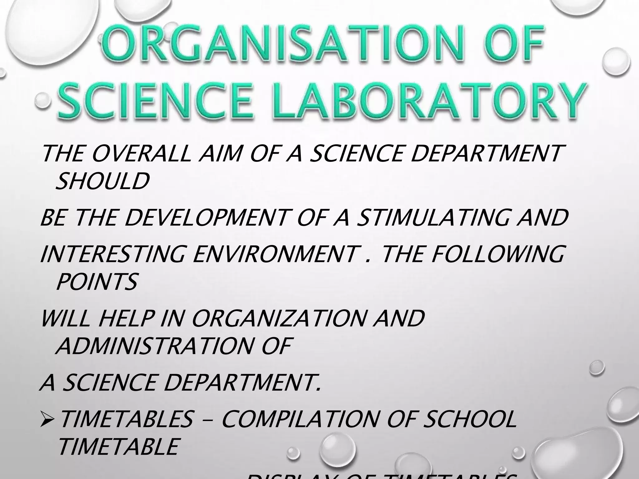 science laboratory and planning | PPTX