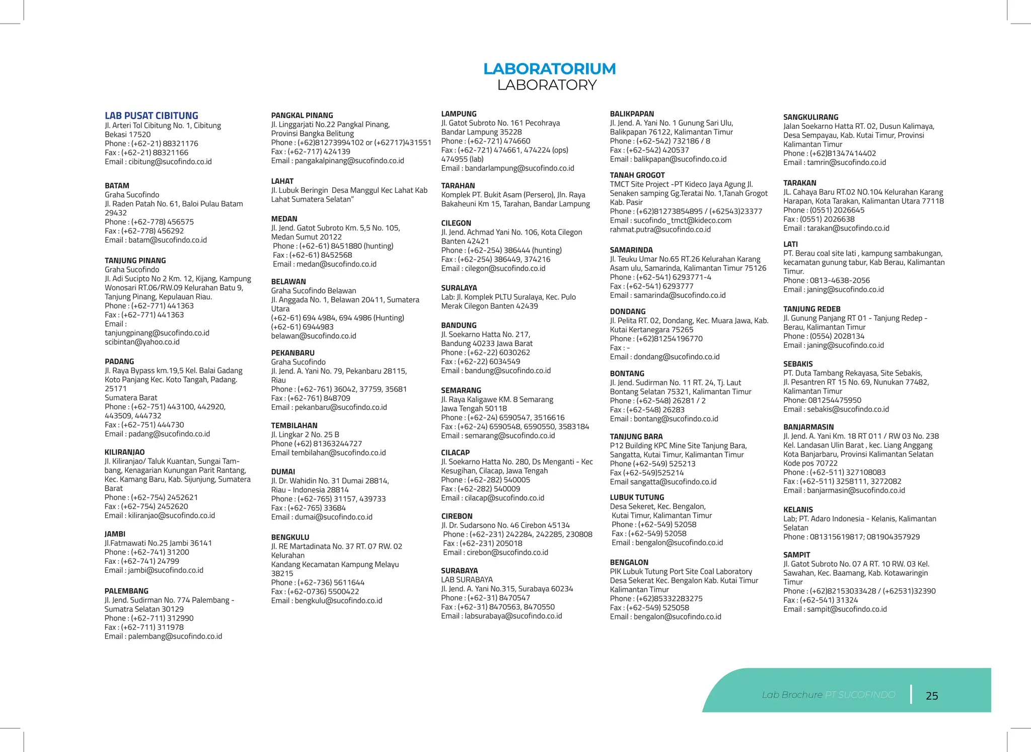 Laboratory-Brochure-SUCOFINDO.pdf HARGA PENAWARAN SUCOFINDO | PDF