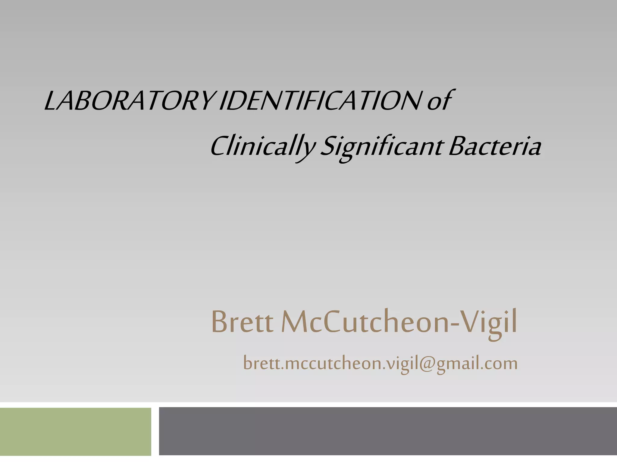 Laboratory identification-of-clinically-significant-bacteria | PPTX