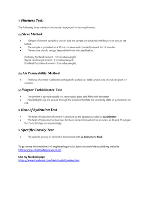 TESTING OF CEMENT IN LABORATORY | DOC