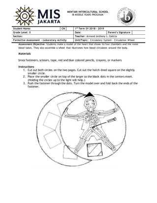 Laboratory activity circulatory system - circulation wheel | DOCX