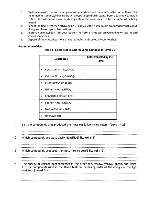 Laboratory activity flame test | DOCX