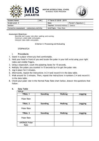 Laboratory activity pulse rate | DOCX