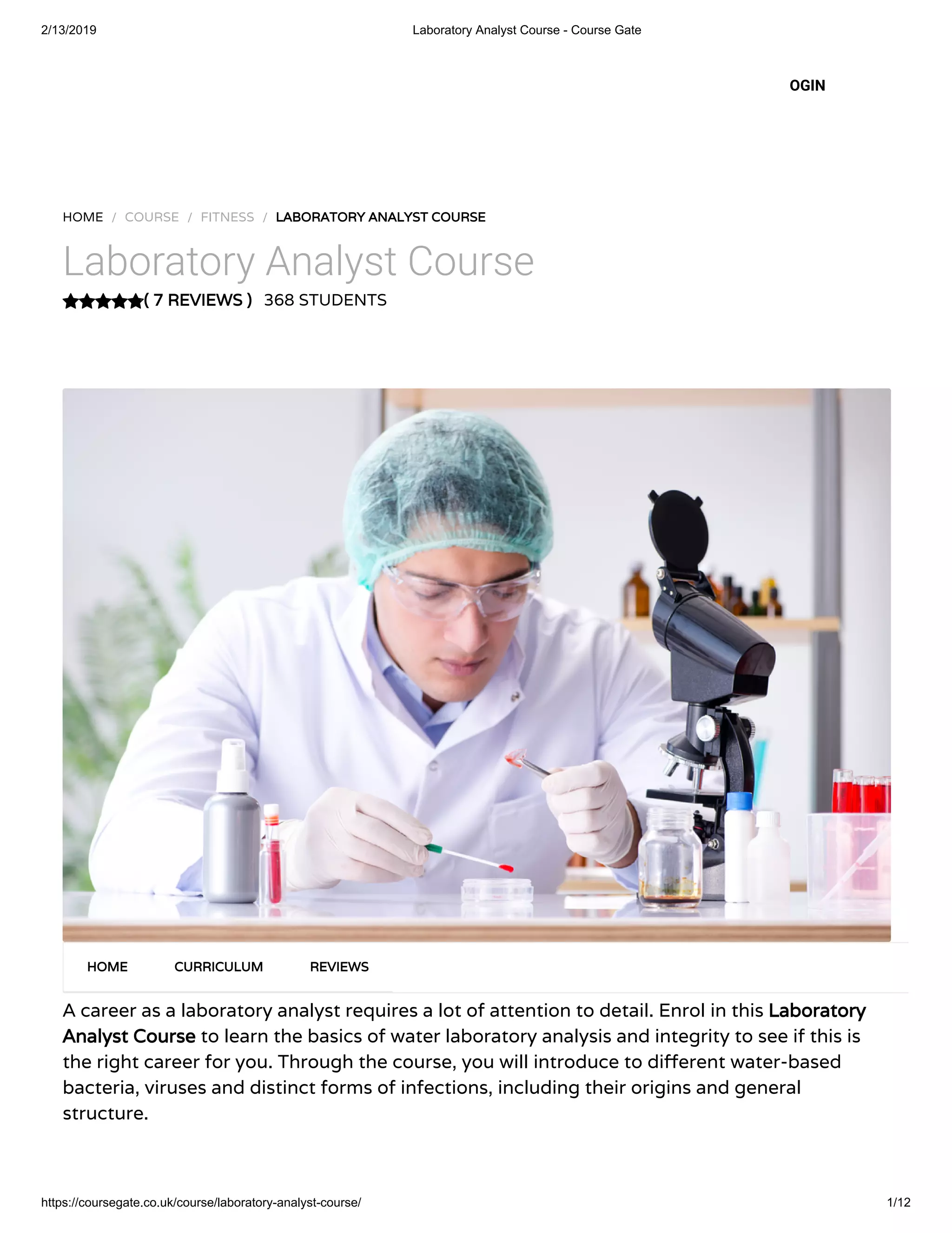 Laboratory Analyst Course - Course Gate | PDF